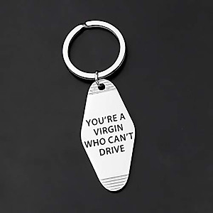 ENSIANTH Hotel Keychain Clueless Inspired Keychain You're a Virgin Who Can't Drive Motel Key Tag (Who Can't Drive)