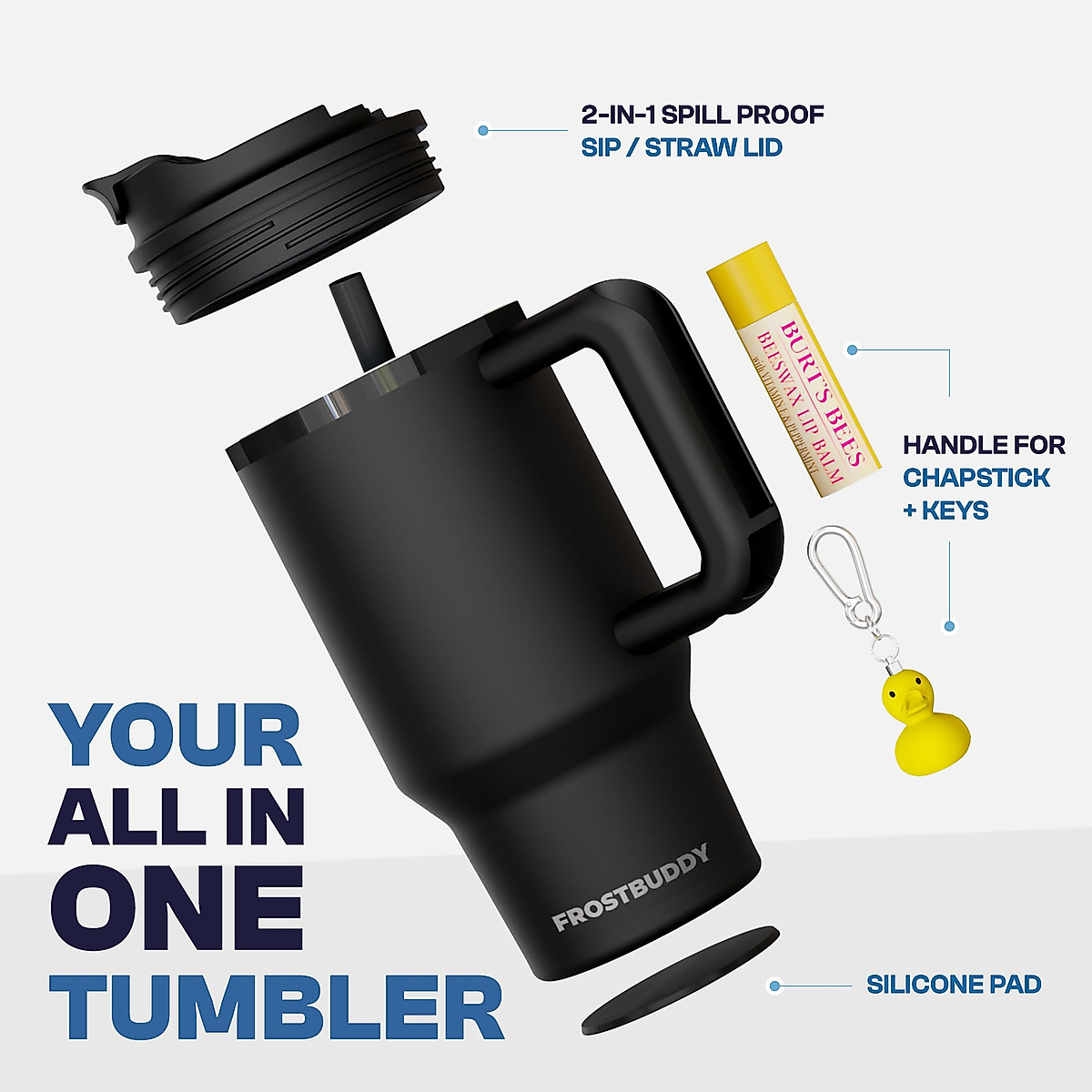 Frost Buddy Thicc Buddy - 16 oz Stainless Steel Vacuum Insulated Tumbler with Lid and Straw for Water - Travel Mug Cupholder Friendly - Gifts for Women Men Him Her (Beige Checkered)