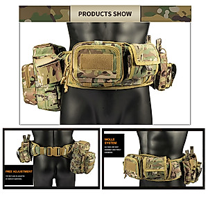 5 in 1 Tactical Duty Padded Belts for Law Enforcement Modular Heavy Equipment Police Duty Utility Belt with Pouches (CP)