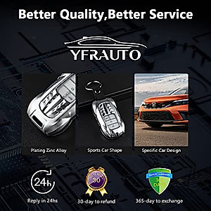 YFRAUTO Key Fob Cover for Honda Car Smart Key Case Full Protection Covers with Key Chain Ring Metal Silver for Honda Civic Accord CRV Pilot HR-V Odyssey Passport