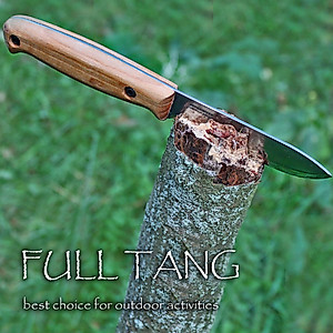 BPS Knives Bushcraft Knives Set - Adventurer + BS1FTS - Fixed-Blade Carbon Steel Knives with Leather Sheaths and Firestarter - Full-Tang Fixed-Blade Knife - Camping Knives