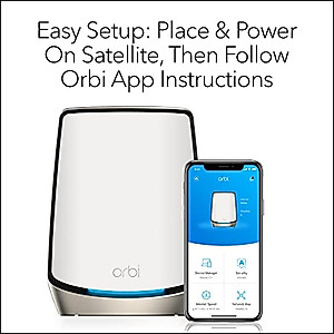 NETGEAR Orbi Tri-Band WiFi 6 Mesh Add-on Satellite (RBS860) - Works with Orbi RBR860S and RBK863S, Adds Coverage Up to 2,700 sq. ft., AX6000 (6Gbps)