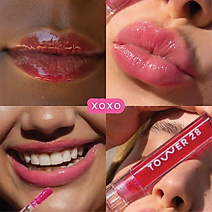 Tower 28 ShineOn Lip Jelly, XOXO, Non-Sticky Lip Gloss, Sheer Pink Vegan Lip Gloss, Moisturizing Apricot and Raspberry Seed Oil, Cruelty Free