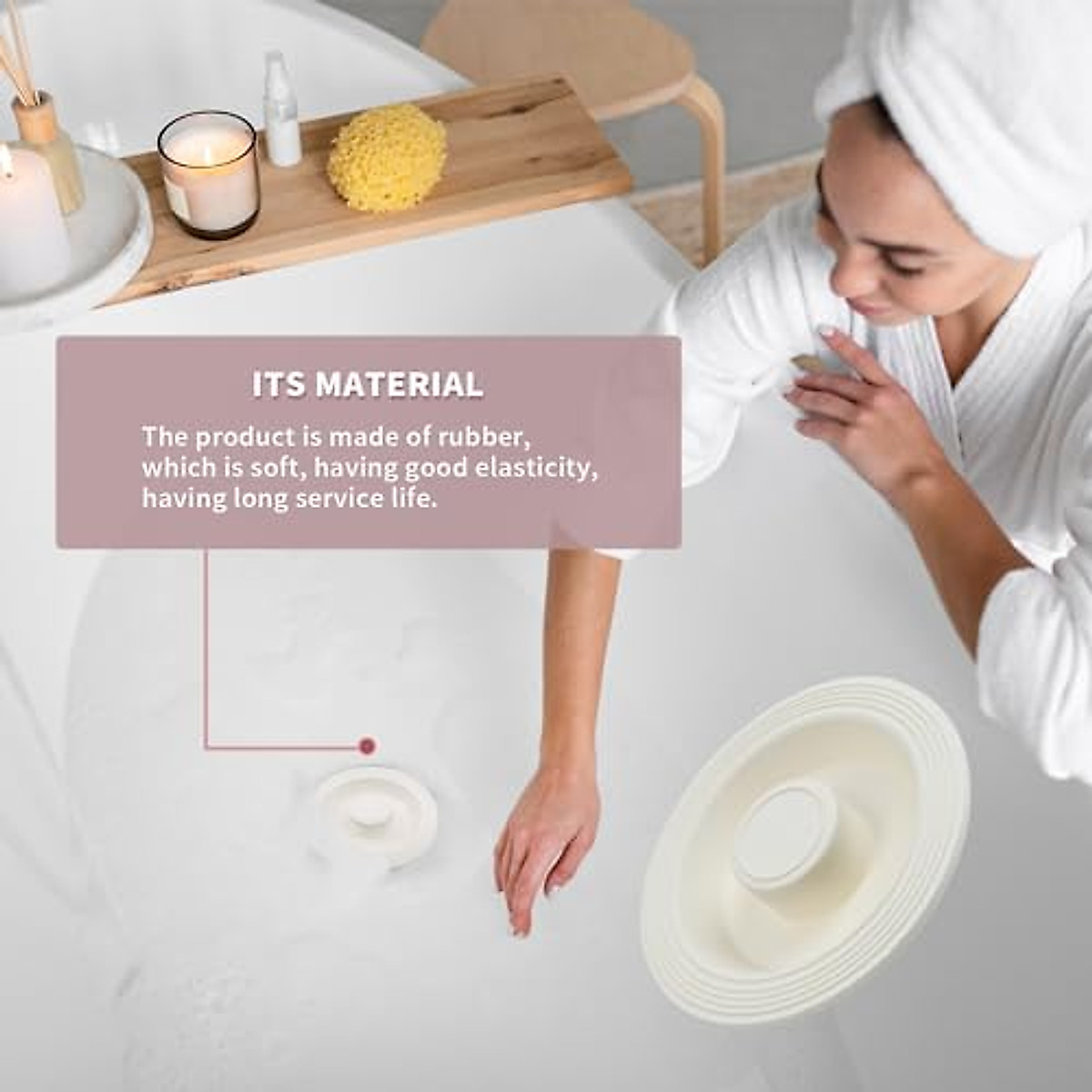 Faotup 2Pcs White Rubber Sink Stoppers Bathtub Stoppers Sink Stopper for Bathroom Laundry Drain Sink Stoppers Universal, 4.01"x4.01"x0.98"