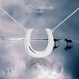 925 Sterling Silver Lucky Horseshoe Pendant Necklace, 16"