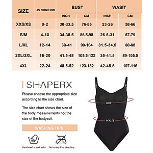 SHAPERX Women's Shapewear Bodysuit Tummy Control Body Shaper Seamless Sculpting Snatched Waist Body Suit,SZ5213-Black-L/XL