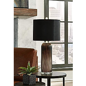 Signature Design by Ashley Abaness Contemporary 28.63" Glass Table Lamp, 2 Count, Black