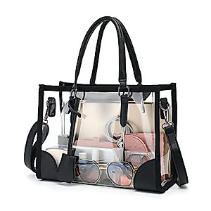 FAIME Clear Bags for Women, Cute Clear Crossbody Purse Stadium Approved, Clear Handbag with Adjustable Strap, Clear Tote Bag for Women, Concerts, Stadium (Small)