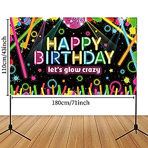 Neon Birthday Party Decorations Supplies Let Glow Party Banner Backdrop Decorations Neon Glow Themed Birthday Party Photo Booth Props Sign Supplies Indoor and Outdoor