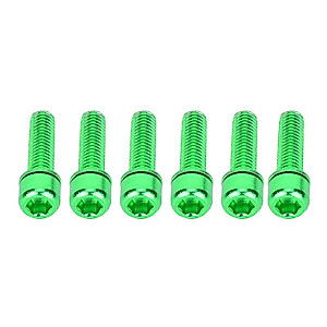 6pcs M5x25mm Bike Water Bottle Cage Bolts, Titanium Alloy M5 Hex Socket Tapping Screw for Bottle Holder Bracket Rack Cycling Bracket Bolt for Bike Bottle (Green)