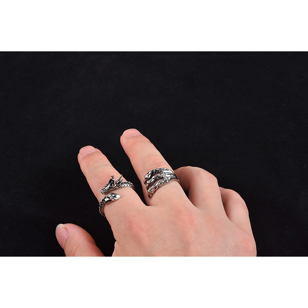 LiHan1028 10 Pieces of Vintage Punk Ring Dragon Snake Octopus Adjustable Ring