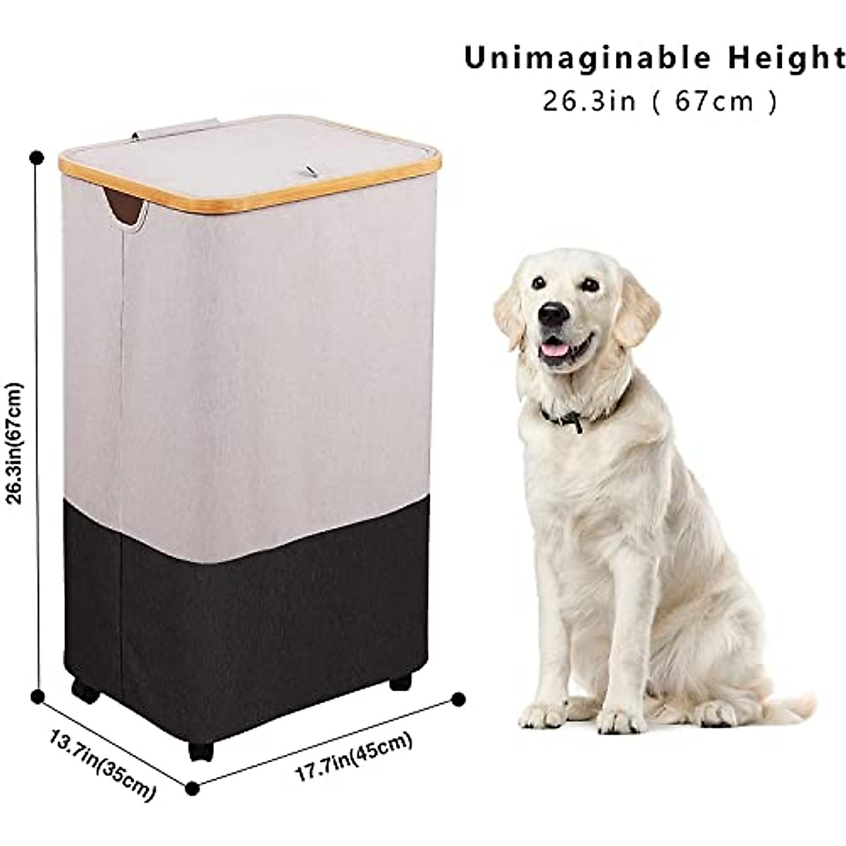 Large Laundry Basket with Wheels - 105L Collapsible Laundry Hamper with Lid and Removable Mesh Bag, Foldable Waterproof Dirty Clothes Basket for Laundry Room, Closet, Toys Storage Hamper Easy Carry