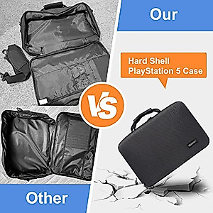 Carrying Case for PS5, Hard Shell Travel Protective PS5 Storage Bag Compatible with Playstation 5 and PS5 Digital Edition,Pro Controller,Headset,PS5 Host Base,Game Cards and Gaming Accessories