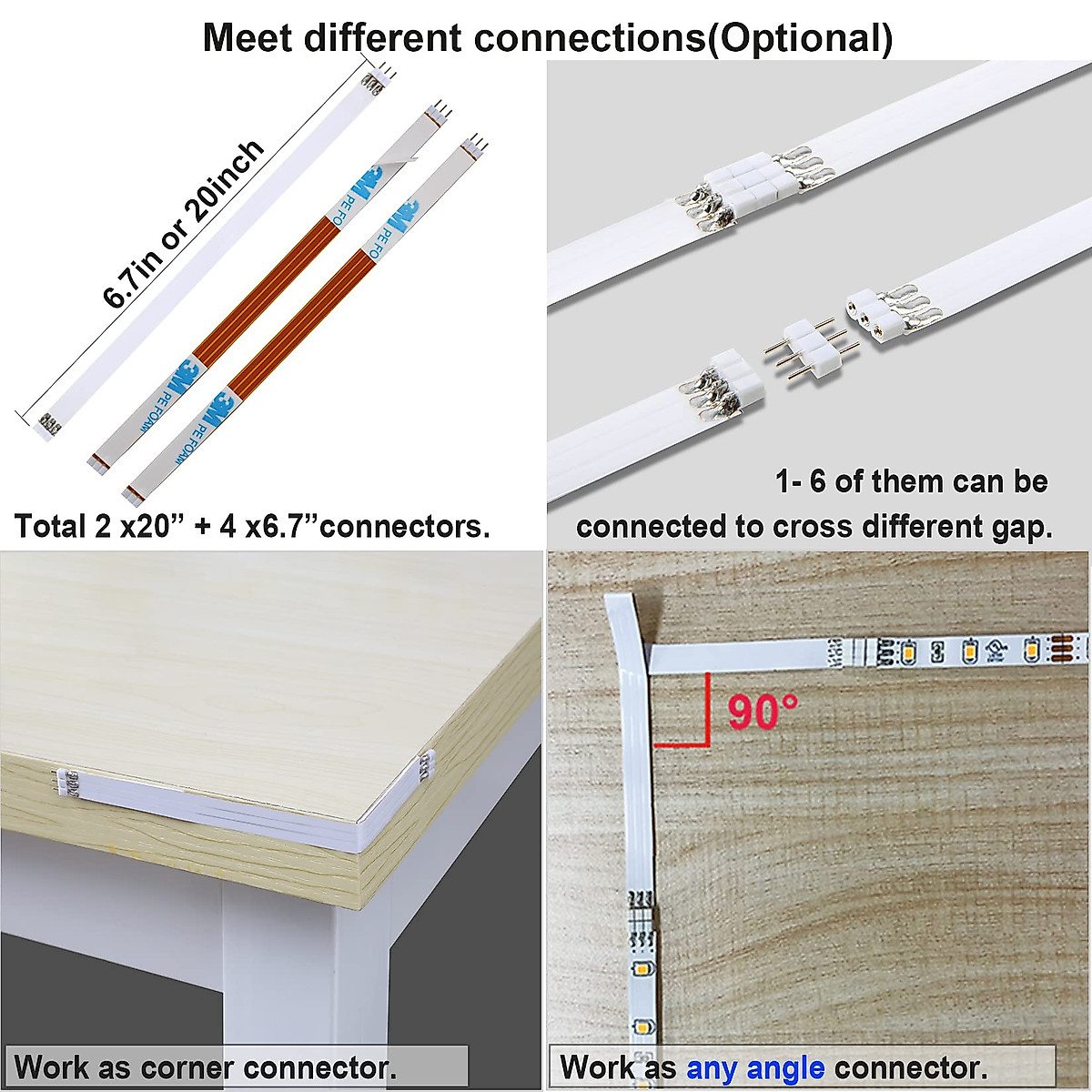 WOBANE Under Cabinet Lights, Kitchen LED Lighting Kit, 8 PCS 20inch LED Strip Light Bars with 24W Plug, RF Remote, Dimmable for Under Counter, Cupboard, Shelf, Showcase, Desk 6500K White,1900LM,13ft