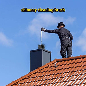 Stanbroil 6 Inch Round Chimney Cleaning Brush with 1/4" NPT Fitting for Insulated Chimneys, Stainless Steel or Metal Stove Pipes- Works with Most Chimney Rod Sets