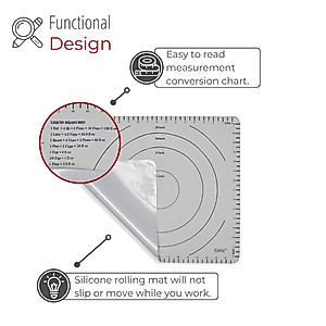 husMait Silicone Rolling Mat - Premium Kitchen Pastry Mat for Rolling and Baking Prep - Great for Making Dough, Pastries, Pizza and Pie