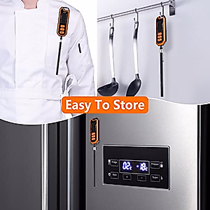 BOMATA Waterproof IPX7 Thermometer with 5.4" Super Long Probe. Instant Read Thermometer for Food, Liquid, Candle, Cooking and BBQ ! with Backlight, Calibration, Auto Recording Function. T201A