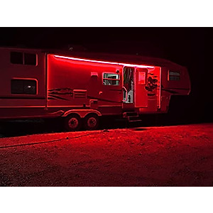 Seagenck RV Led Awning Party Light, Led Awning Strip Light for Camper Motorhome Travel Trailer Concession Stands Food Trucks, Light Up Canopy Area for BBQ Play Cards, 5m(16.4ft), Dc 12v, Red