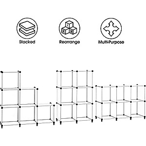 HOMIDEC Closet Organizer, 12-Cube Closet Organizers and Storage, Portable Closet Storage Shelves, Clothing Storage for Kids, Closet, Bedroom, Bathroom, Office (11.8x11.8x11.8 inch), Transparent