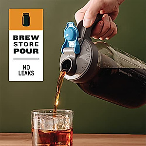 County Line Kitchen - Mason Jar Flip Cap Lid with Handle, Airtight and Leak-Proof Seal - Wide Mouth, Sky Blue