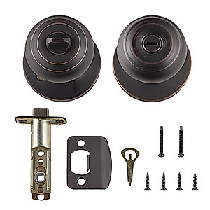 Amazon Basics Bedroom/Bathroom Door Knob With Lock, Classic, Oil Rubbed Bronze