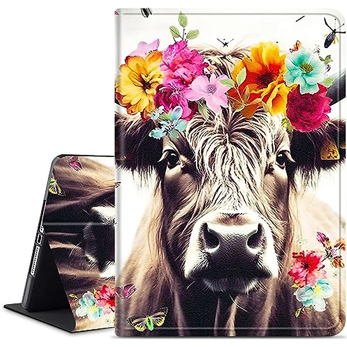 Galaxy Tab S5e 2019 Tablet Case T720 T725, Dikoer Slim Adjustable Stand Back Shell Protection Smart Tablet Cover for Samsung Galaxy Tab S5e 10.5 Inch SM-T720 (Wi-Fi) SM-T725 (LTE), Flower Cow