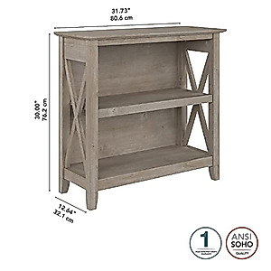 Bush Furniture Key West Small 2 Bookcase in Washed Gray