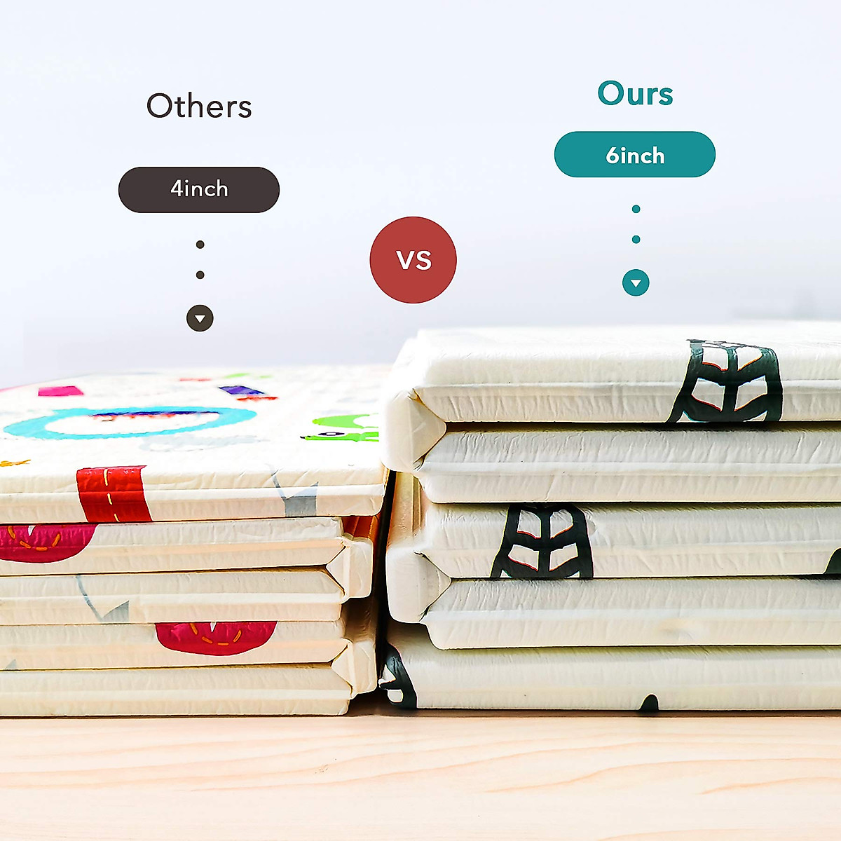 Foldable Baby Play Mat 0.6 Inch Thick Waterproof Baby Crawling Mats 79” x 71” Extra Large Play Mats for Babies Reversible Multifunctional Mats (0.6inch car)