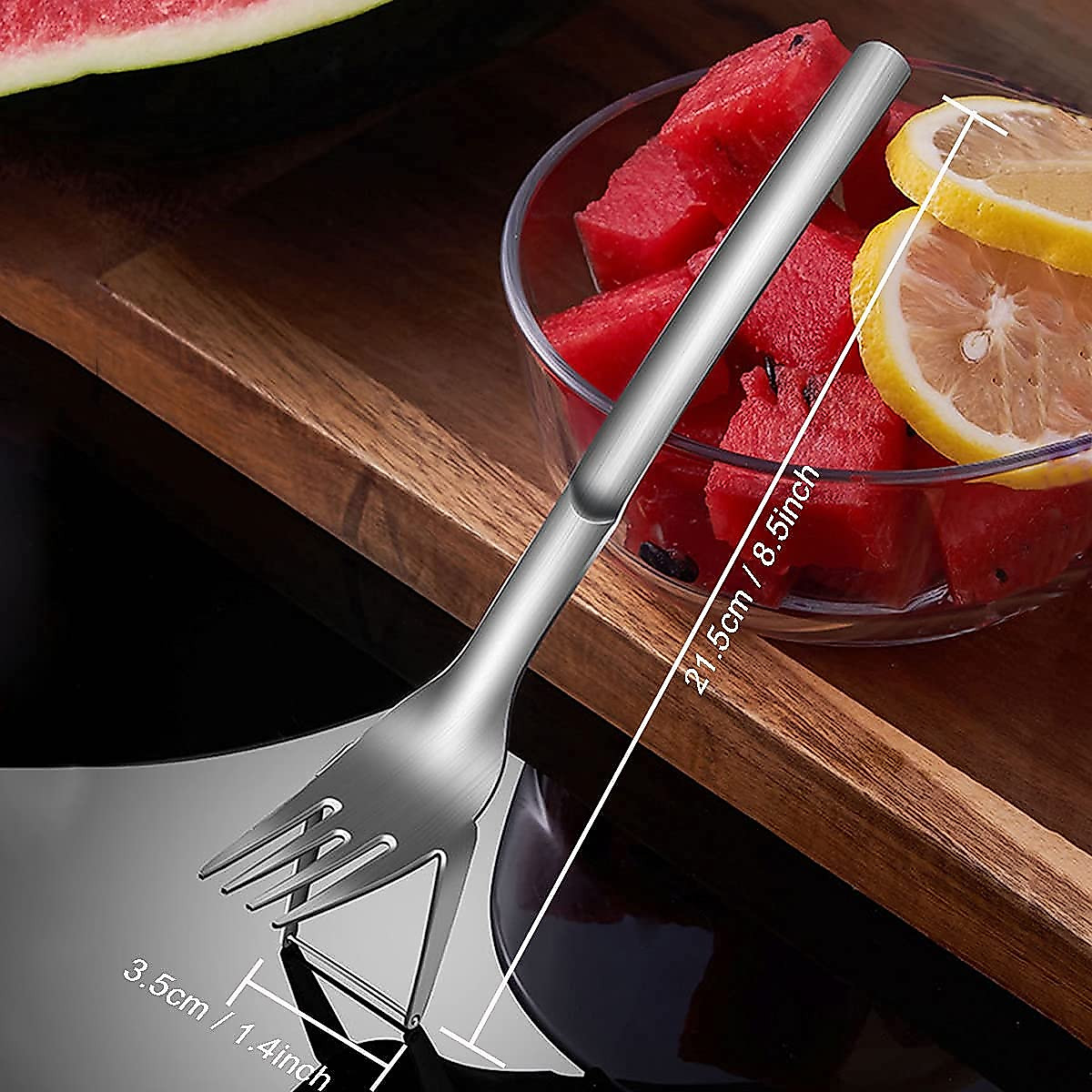 Watermelon Slicer Cutter 2 Pack, 2-in-1 Watermelon Fork Slicer, Summer Watermelon Cutting Artifact, Stainless Steel Fruit Forks Slicer Knife for Family Parties Camping