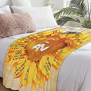 BOOPBEEP Inspirational Blanket with Bible Verse Christian Spiritual Religious Gift for Women Birthday Christian Gift for Mom Wife Healing Throw Blanket (Sunflower-Yellow, 40"x50")