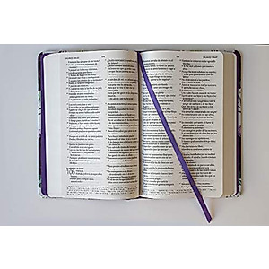 Biblia RVR1960 Tapa dura y tela morada con flores tamaño manual / Spanish Bible RVR 1960 Handy Size Large Print Hardcover Cloth with Purple Floral
