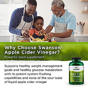 Swanson Apple Cider Vinegar Capsules - Supports Healthy Weight Loss & Digestive Health - Helps Support Metabolism and Maintain Glucose Profile - (180 Capsules, 625mg Each)