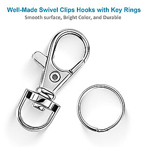 YHYZ Keychain Key Chain Rings Clips Swivel Bulk (40pcs), Small + Medium + Large, Swivel Lanyard Snap Hooks (Lobster Claw Clasp) with Rings, for Keychain Crafts Resin, Lanyard, Bag, Purse,Tag