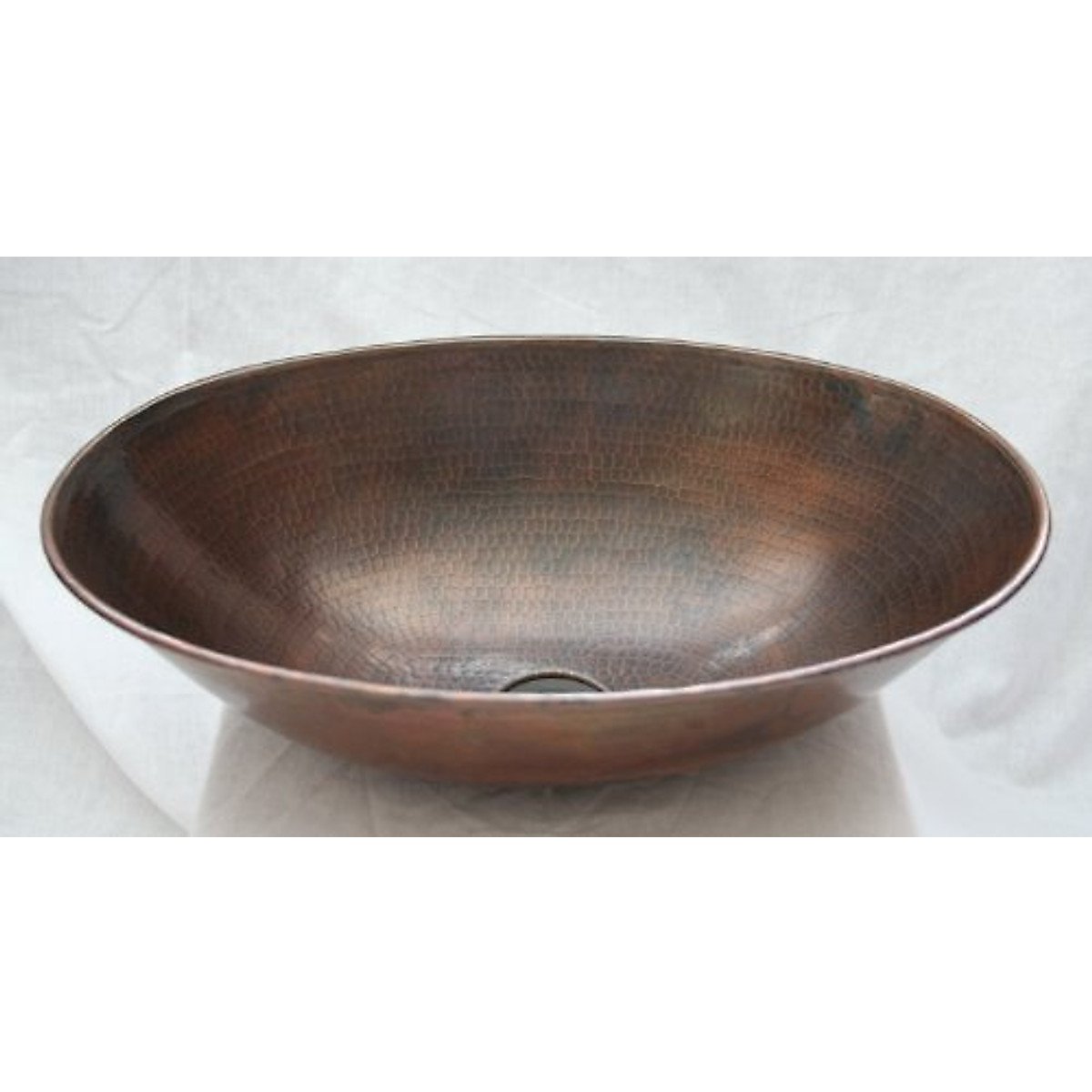 SimplyCopper 17" Oval Copper Vessel Bath Sink with 13" Waterfall Faucet and Daisy Drain Inlcuded