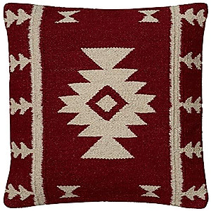 Rizzy Home T05810 Decorative Pillow, 18 x 18 in, Red/Brown/Neutral