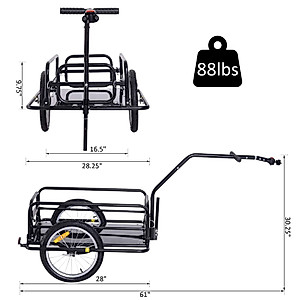 Black Folding Cargo Trailer with Seat Post Hitch for Quick Easy Attachment to Bicycle Can Fit Most Bicycles Quick Release Wheel Storage Cart for Transportation of Luggage Tools Groceries Space Saving
