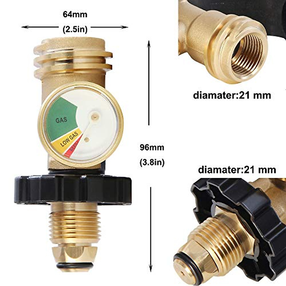 LONGADS Propane Tank Adapter Converts POL LP Tank Service Valve to QCC1/Type1 with Propane,Adapter with Propane Tank Gauge Propane Tank Adapter Old to New Connection Type for Propane Tank Equipment