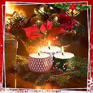 Uiifan 48 Pcs Christmas Candle Tins Cookie Tins Metal Candles Tin Gifts Jars with Lids 8 oz Candy Tinplate Retro Tins Round Containers for Candle Holiday Gift Giving Treat Biscuits Party Favors