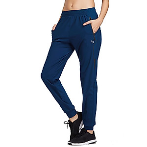 BALEAF Women's Hiking Pants Joggers for Women Workout Athletic Golf Lightweight Outdoor Gym Fitness Tapered Quick Dry Zipper Pockets Navy XL