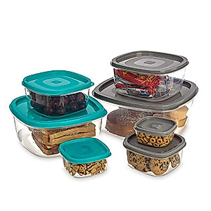LIVIVO 7pc Stacking Food Storage Containers Set with Fitted Colourful Lids for Freshness, Space-Saving Tubs for Organising Cereals, Pasta, Rice and Other Dry Goods, Craft Materials etc