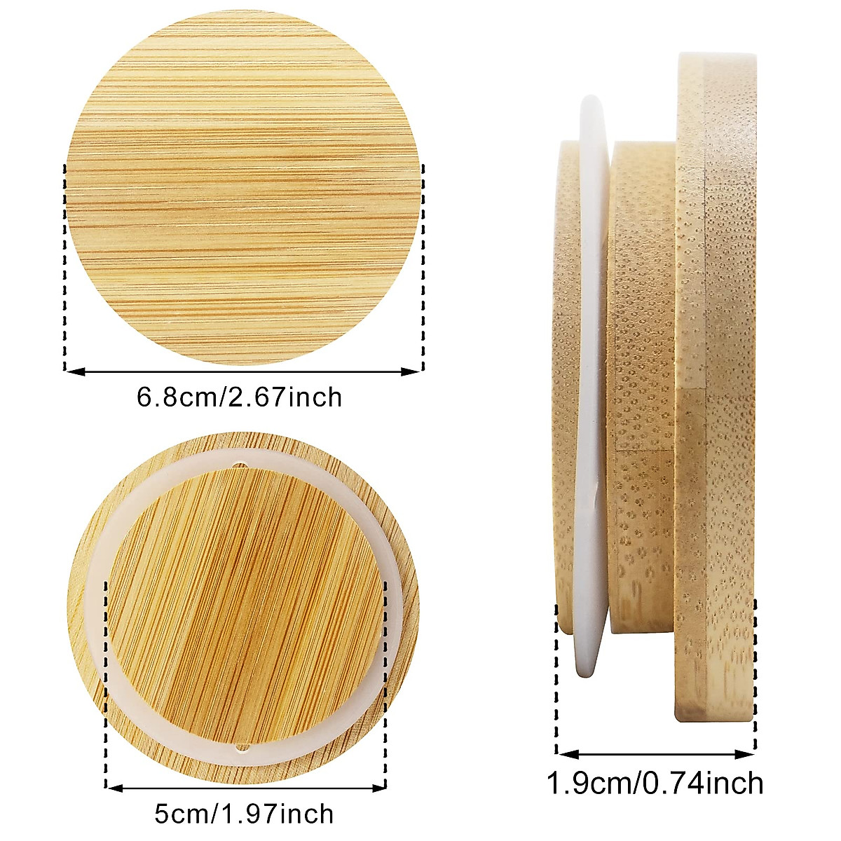 Oui Yogurt Jar Lids Set, 12 Pack Lids for Oui Yogurt Jars Reusable Bamboo Wooden Updated Oui Jar Lids with Silicone Sealing Rings Perfect for Oui Yogurt Jars