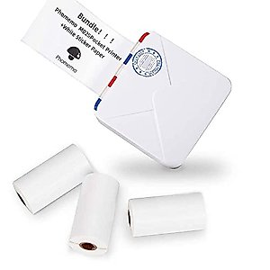 Phomemo M02S Pocket Printer- 300dpi Mini Bluetooth Thermal Printer with 3 Rolls White Sticker Paper, Compatible with iOS + Android for Learning Assistance, Study Notes, Journal, Fun, Work