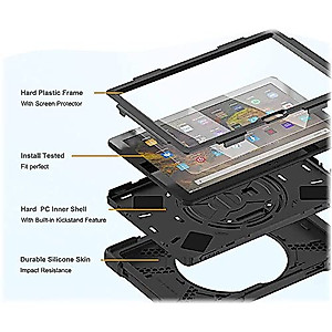 SaharaCase Protection Hand Strap Series Case for Amazon Fire HD 10 (2021) and Amazon Fire HD 10 Plus (2021) [Shockproof Bumper] Kickstand Rugged Protection Anti-Slip Grip - Black