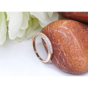 Dazzlingrock Collection 0.45 Carat (ctw) Princess & Round White Diamond Stackable Wedding Band Ring for Women in 10K Rose Gold, Size 7