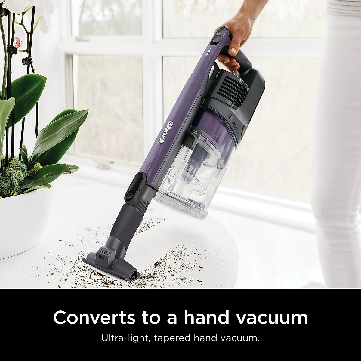 Shark WZ240 Pet Cordless Stick Vacuum Self-Cleaning BrushRoll, PowerFins, Crevice Tool & Upholstery Tool, 40min Runtime, Purple/Grey (Renewed)