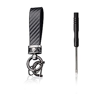 JDDRY Carbon Fiber Style Car Keychain Microfiber Leather Key Chain,Universal Key Chains for Key Fobs for Men and Women,360° Rotatable Swivel, Anti-Lost D-Ring, 2 Keyrings(Carbon Fiber Black,1Pack)