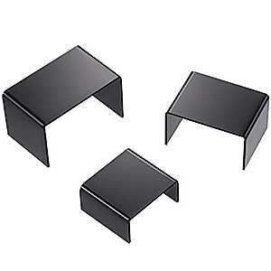 Chuangdi 2 Sets Acrylic Display Risers, Clear Product Stand, Jewelry Display Riser Shelf Showcase Fixtures for Dessert Cupcake Candy Treat Action Figure Display (Black,Medium Set)