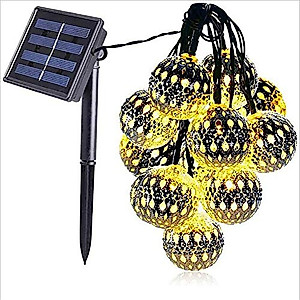 WESSD Solar Powered String LED Globe String Lights, Outdoor Starry Lights, Moroccan Fairy Lights, Backyard Lamp for Home, Garden, Party, Festival Decoration