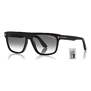 Tom Ford FT0628 Cecilio-02 01B 57MM Shiny Black/Smoke Gradient Geometric Sunglasses for Men + BUNDLE with Designer iWear Eyewear Kit