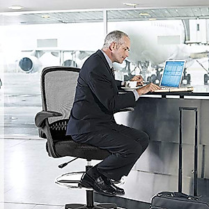 Ergonomic Mid Back Drafting Chair Mesh Computer Desk Tall Office Chair with Lumbar Support & Foot Ring Height Adjustable Rolling Swivel Drafting Stool Task Work Executive Chair for Standing Desk